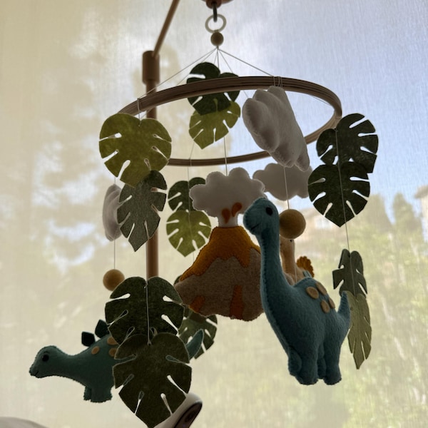 Dinosaur Baby Mobile, Felt Baby Mobile With Dinosaurs, Nursery Decor ...