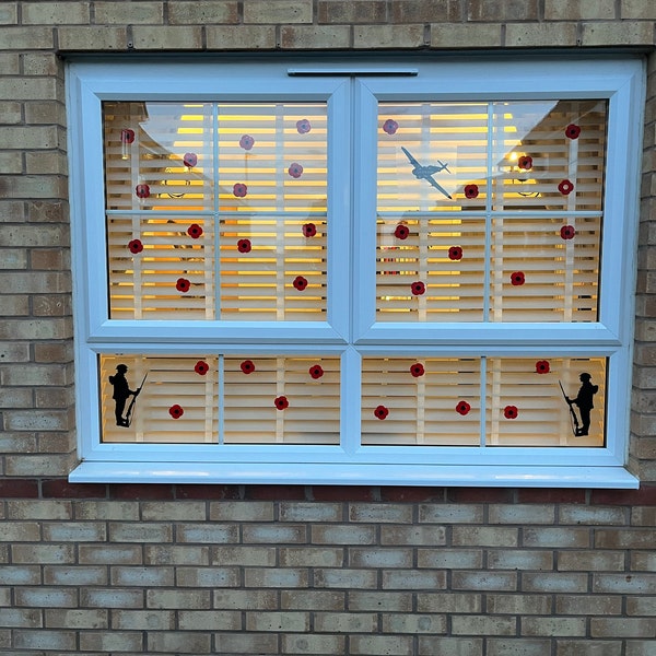 Poppy Window Stickers Poppies Day Remembrance Tribute Scene Kit Cars ...
