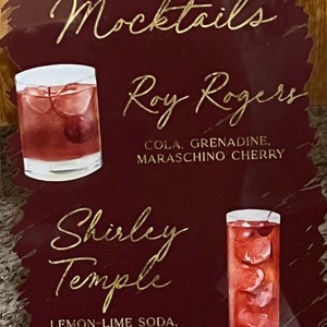 Custom Cocktail Menu Personalized Drinks Sign Acrylic Wedding Sign His ...