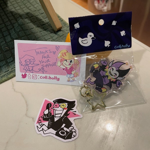 Jevil Deltarune Glitter Keychain - Acrylic Epoxy Charm 2.5in. - Etsy