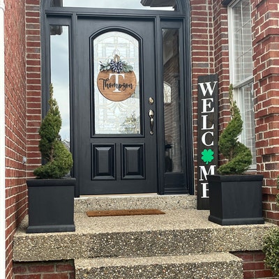 Wood WELCOME Sign, Interchangeable O Attachment Pieces, Large Vertical ...