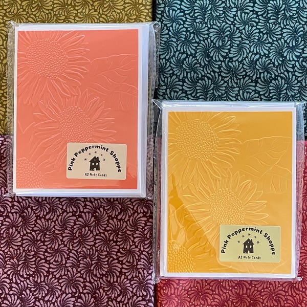 Embossed A2 Note Cards Set ~ Sunflowers ~ Flowers ~ Birthday ~ Thank ...