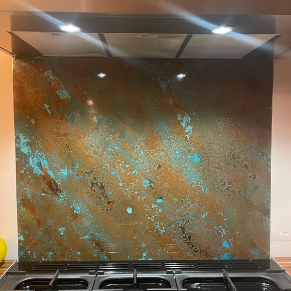 Copper Splashback Weathered Patina Backsplash - Etsy UK