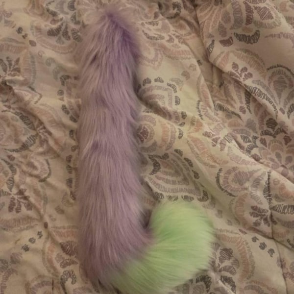 Any Color Fluffy Furry Tipped Cat Tail Cosplay Therian Fully Plush - Etsy