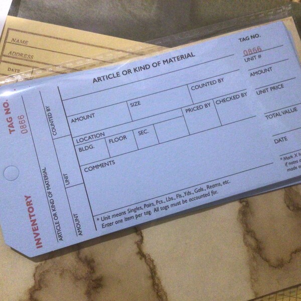 12 Light Blue Inventory Tags Retro Industrial Ephemera Perforated Along ...