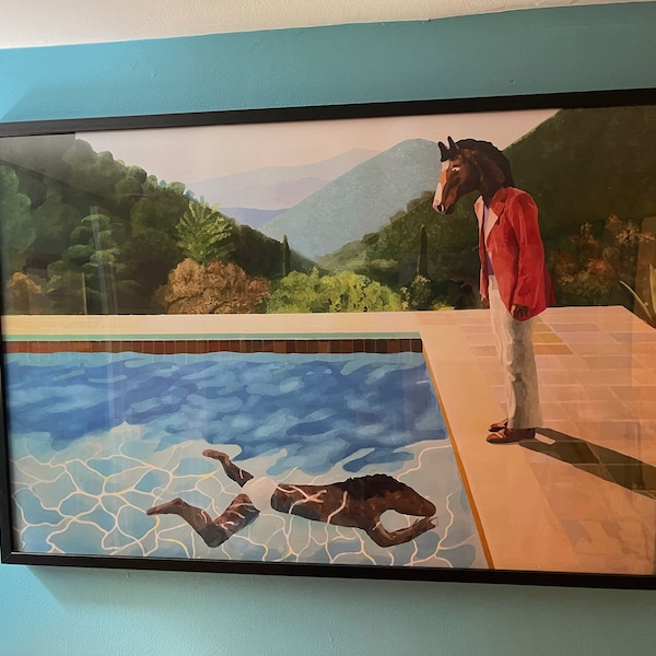 Bojack Horseman Poster | Hockney Pool Vintage Art Painting | Gift for ...