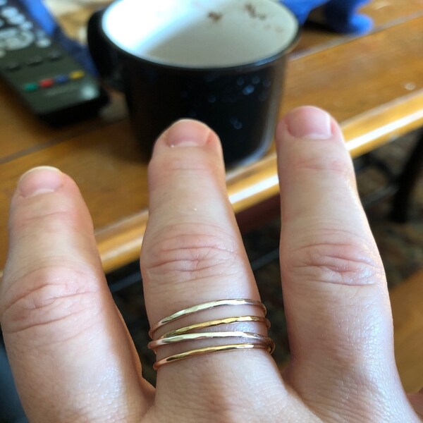 Mixed Metal Wrap Ring, Wraparound Ring, Gold or Sterling Silver Ring ...