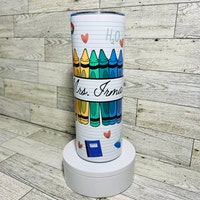 20 Oz Skinny Tumbler Rainbow Glitter Teacher Tumbler Big Heart to Teach ...