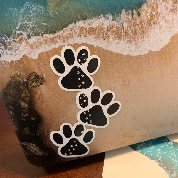 Mini Paws Dog Paw Print Sticker, Dog Laptop Sticker, Funny Stickers ...