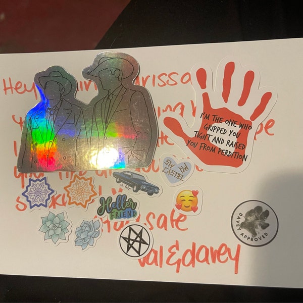 Castiel Hand Print Stickers, Supernatural, Gripped You Tight and Raised ...