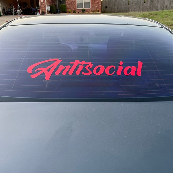 Antisocial Vinyl Decal Windshield Banner 7 Inches to 20 Inches Long ...