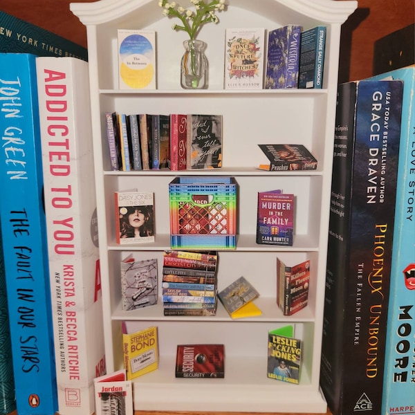 1/6 Scale Mini Curved Top Bookshelf / 5 Shelf / Mini Books / Bookcase ...