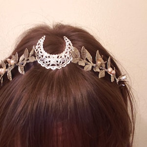 Moon Crown Crescent Moon Tiara Goddess Headpiece Branch | Etsy