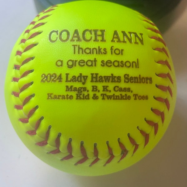 Engraved Softball, Custom Message Softball, Softball Coach Gift ...