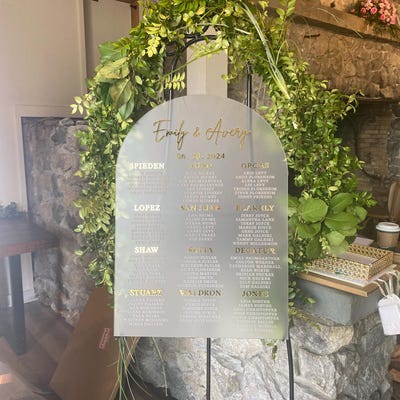 Acrylic Wedding Seating Chart Table Seating Chart Alphabetical Seating ...