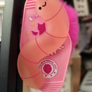 Cute Worm Keychain 3 in Single-sided Kawaii Charm Frosted Pink Acrylic ...