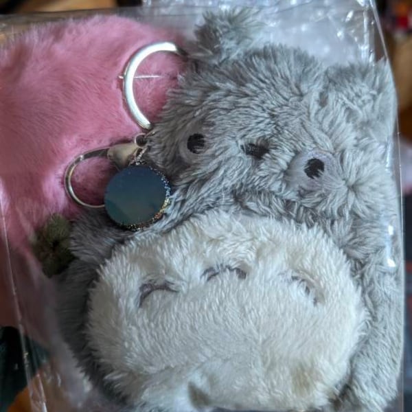 My Neighbor Totoro Soot Sprite Faux Fur Heart Plushie Coin Purse Bag ...
