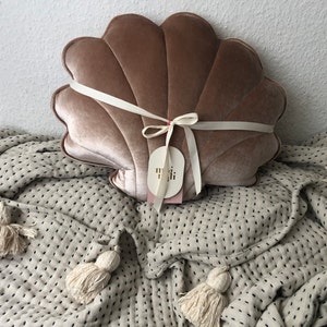 Velvet Shell Pillow beige Pearl, Decorative Shell Pillow, Velvet Pillow ...