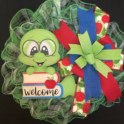 11X10 Bookworm School Wreath Metal Aluminum Sign 490, Wreath Attachment ...