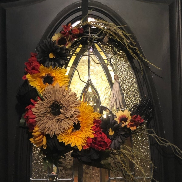 Intention Set Lg Mushroom Wreath/ With Spell-jar/ Crystals and Flowers ...