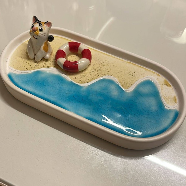 Ethereal Orca Jewelry Dish Ceramic 3D Blue Whale Ring Dish Handpainted ...