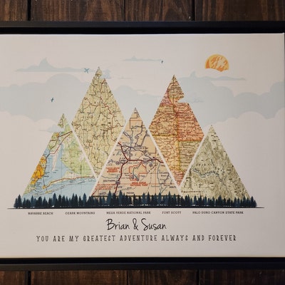 3 Location Adventure Map for Boyfriend, Paper Anniversary Gifts for Men ...