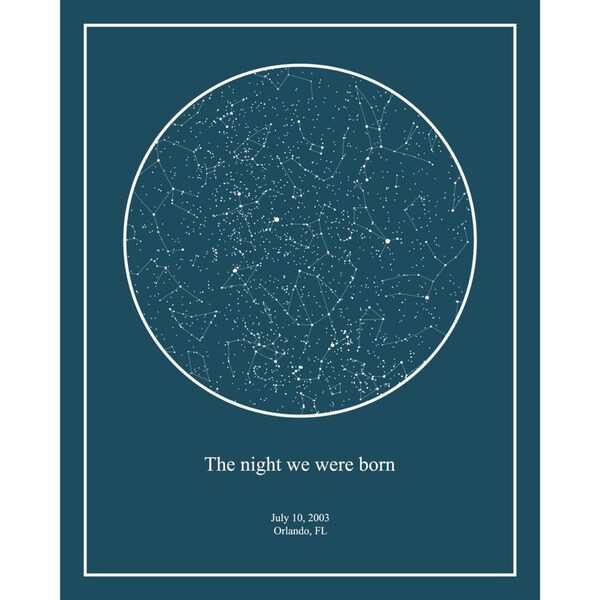 Custom Star Map Print by Date, PRINTABLE Star Chart Poster ...
