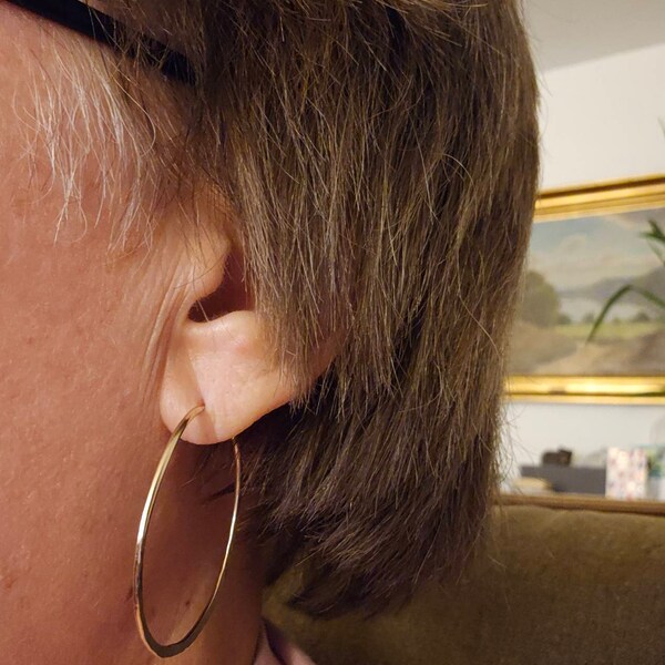 Minimalist Hoop Jewelry, Large Wire Hoop Earrings, 14K Gold-filled ...