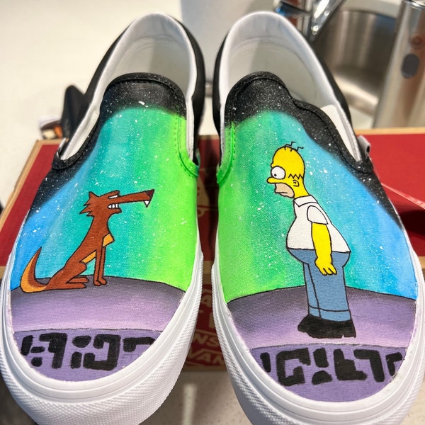 Homer Backing Into Bushes Vans - Etsy
