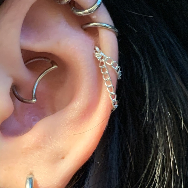 Triple Chain Cartilage Earring Helix Chain Earring Dangle Stud Dainty ...