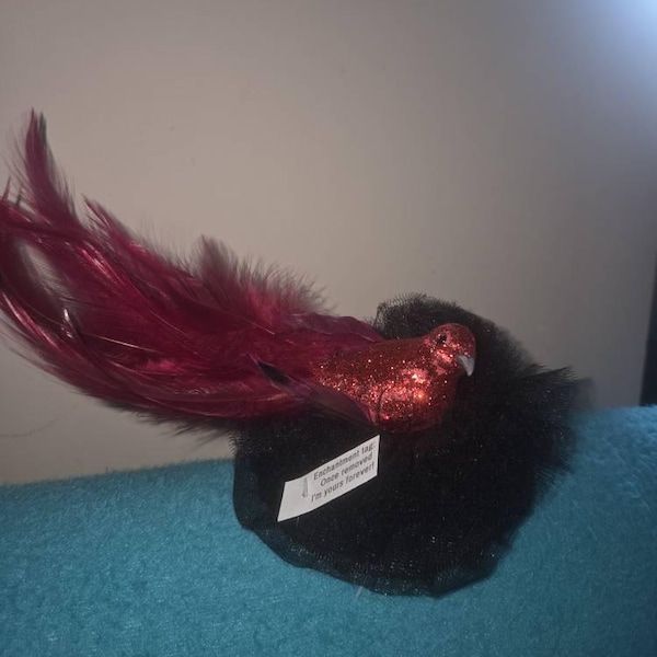 Mini Fascinator Red Velvet Donut With Cherry Veil Hair Clip Birthday ...