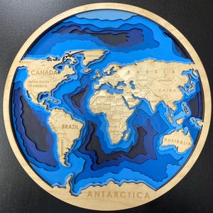 7 Layer 3D Rectangular Map of the World, Multi layer Panel,laser Cut ...