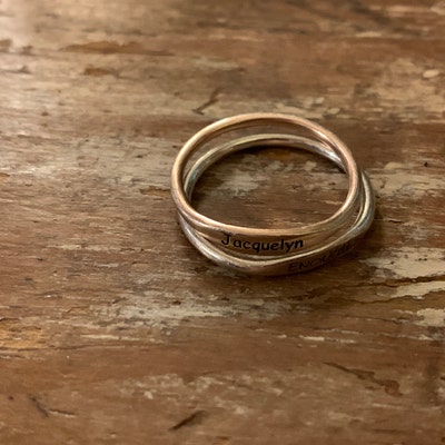 Custom Name Ring Personalized Stacking Ring Skinny - Etsy