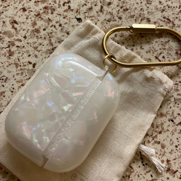 Pearl White AirPod Case, AirPod Pro Case, AirPod Case Keychain, AirPod ...