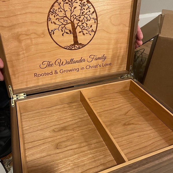 Extra Large Keepsake Memory Box, Personalized Walnut and Cherry Wood ...