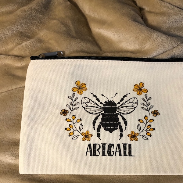 Personalized Makeup Bag, Bee Makeup Bag, Honey Bee Makeup Bag, Bridal ...