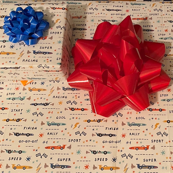 Race Car Gift Wrap - Racing Party, Racing Birthday, Birthday Gift Wrap ...