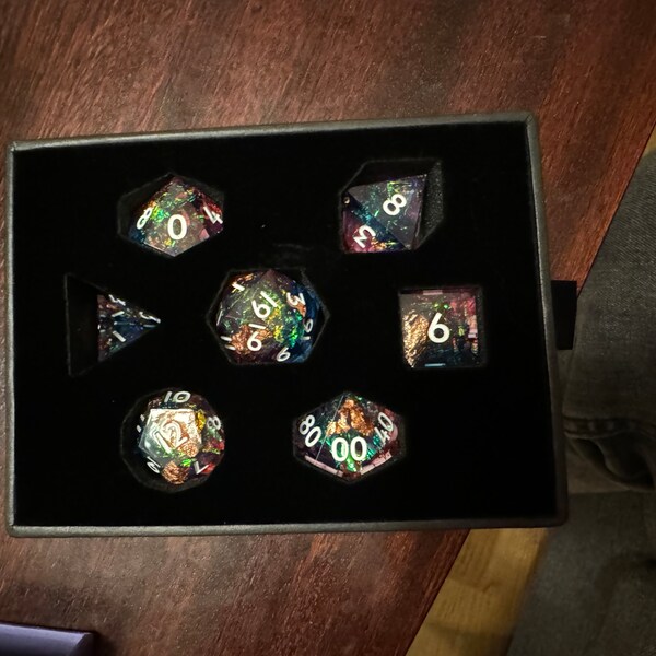 Wanderluster - Holographic Handmade Resin Sharp Edge Dice Set for Dnd ...