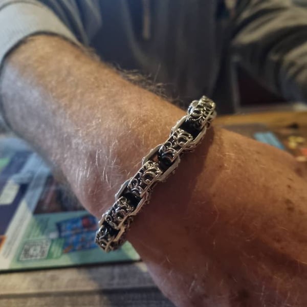 Heavy Link Victorian Silver Chain Bracelet for Men - Biker Jewelry ...