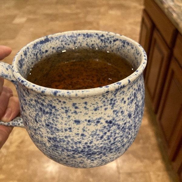 Farmhouse Pottery Blue White Matte Mug, Rustic Wheel Thrown Ceramic Cup ...