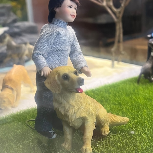 Dollhouse Miniature Dog Golden Retriever 1:12 Scale Animal Pet Resin - Etsy