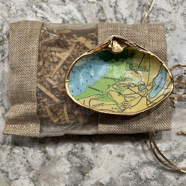 Custom NOAA Chart Shells - Decoupaged and Gilded Clams, Scallops and ...