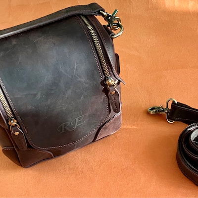 Personalized Rustic Leather Camera Bag, Multipurpose Men's Leather Bag ...