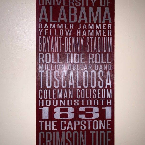 University of Alabama Crimson Tide Distressed Wood Sign--great Father's ...