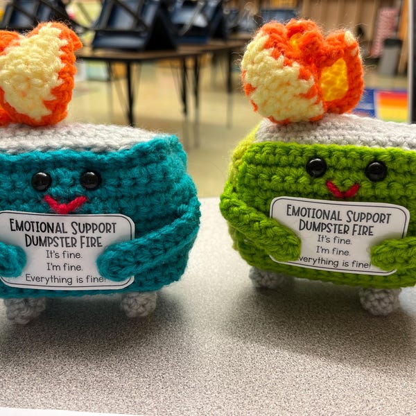 Pattern and Sign Only: Dumpster Fire Emotional Support Crochet Pdf X2 ...