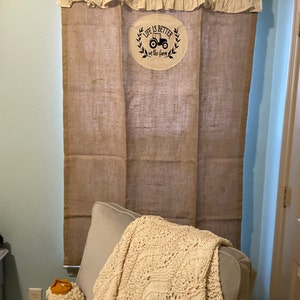 Black Ruffle Monogramed Farmhouse Valance Natural Burlap Tie - Etsy