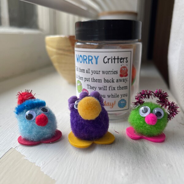 WORRY CRITTERS - Children Anxiety & Stress Relief Pets, Jar Full of ...