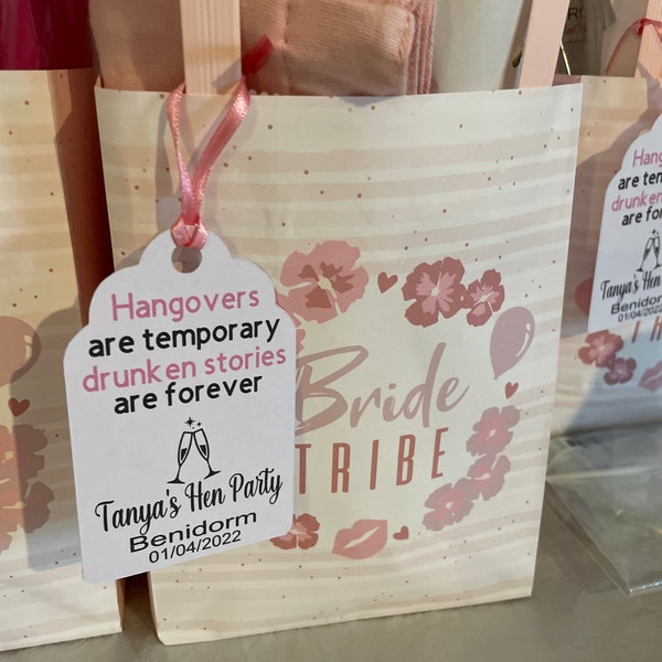 Personalised Hen Party Gift Tags, Hangover Tags, Hen Party Tags ...