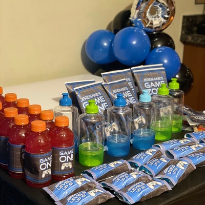 Gamer Party Drink 12 Oz. & 20 Oz. Sports Bottles Wrapper Labels, Video ...