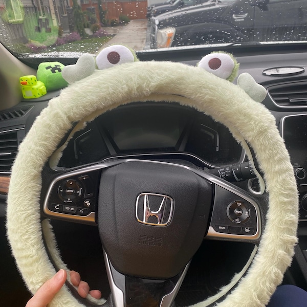 Embroidered Pink White Cat Paw Steering Wheel Cover,cute Furry Cat Ear ...